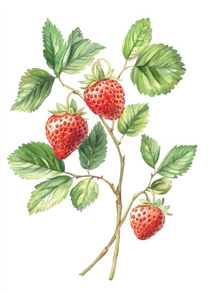 Two strawberries tree branch strawberry | Free Photo Illustration ...