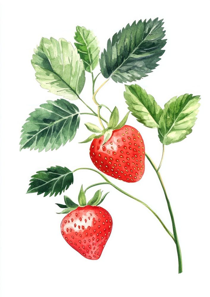 Two strawberries tree branch strawberry | Free Photo Illustration ...