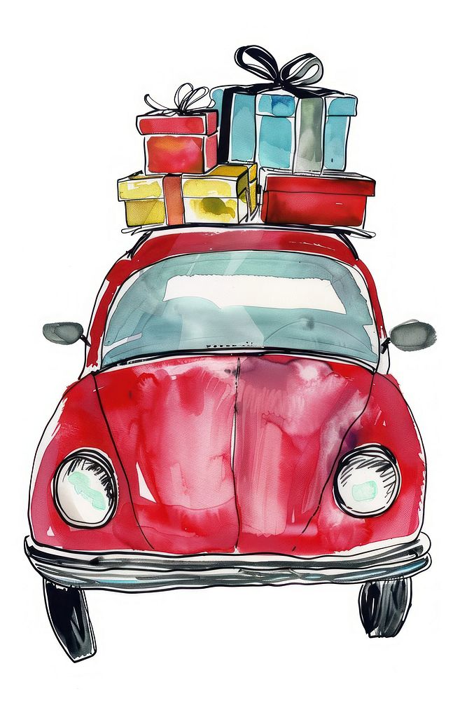 Red Car gift boxes roof | Free Photo Illustration - rawpixel