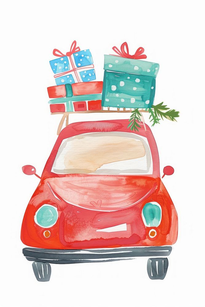 Red Car gift boxes roof | Free Photo Illustration - rawpixel