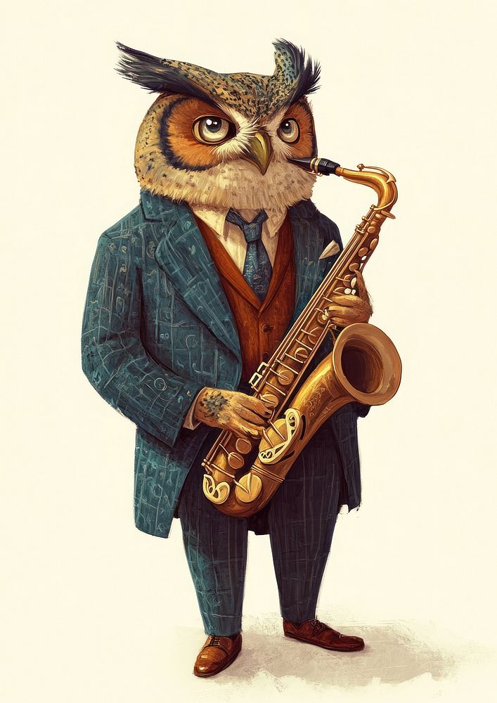 Saxophone musician animal human. | Free Photo Illustration - rawpixel