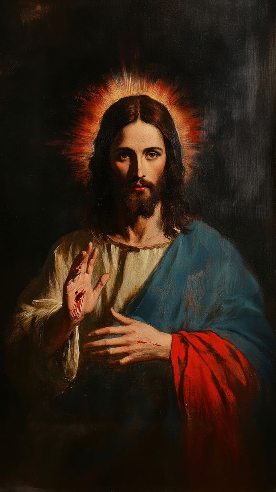 Portrait Jesus painting portrait jesus. | Free Photo Illustration ...