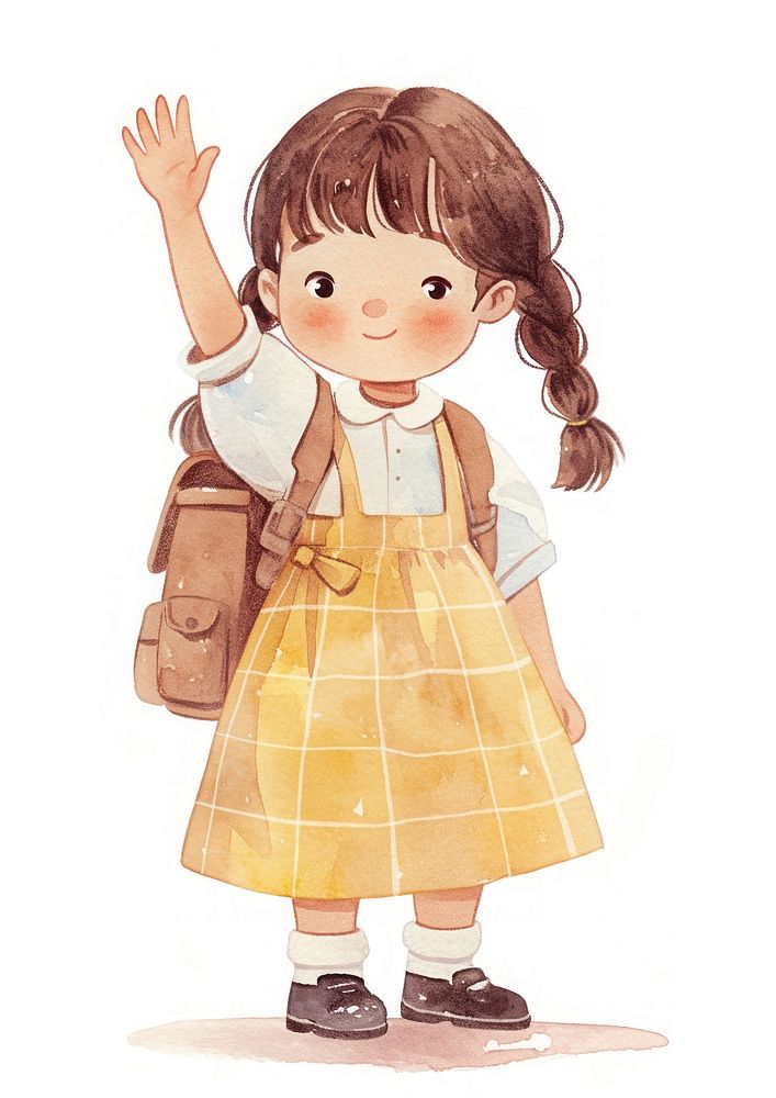 cute girl waving hand child | Free Photo Illustration - rawpixel