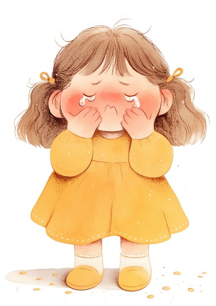 cute girl crying child illustration | Free Photo Illustration - rawpixel