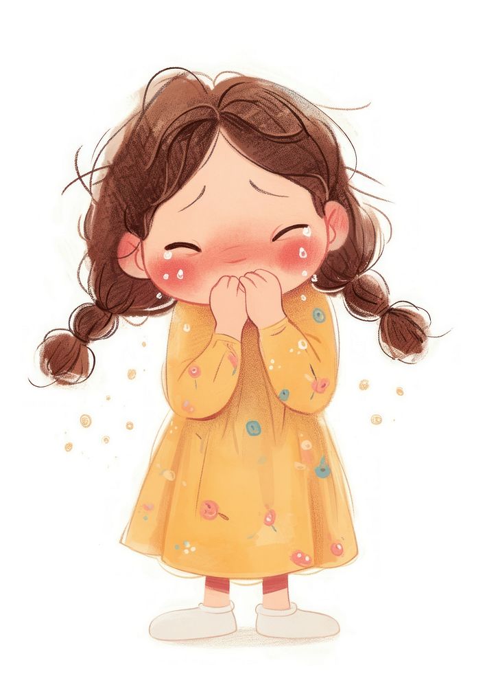 cute girl crying child illustration | Free Photo Illustration - rawpixel