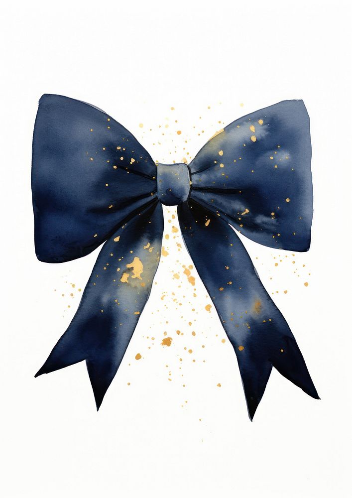 Indigo bow watercolor painting ribbon. | Free Photo Illustration - rawpixel
