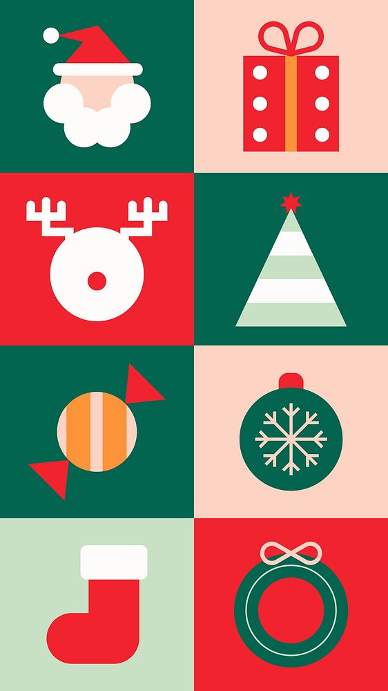 Flat vector style Christmas icons | Free Vector - rawpixel
