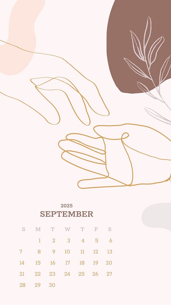 September 2025 calendar mobile wallpaper | Free Vector Template - rawpixel