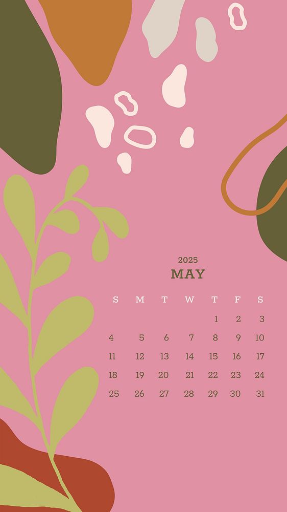May 2025 calendar mobile wallpaper | Free Vector Template - rawpixel