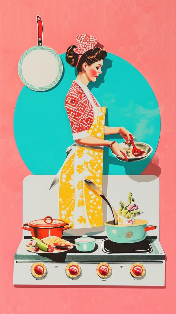 Collage Retro dreamy cooking adult | Free Photo Illustration - rawpixel