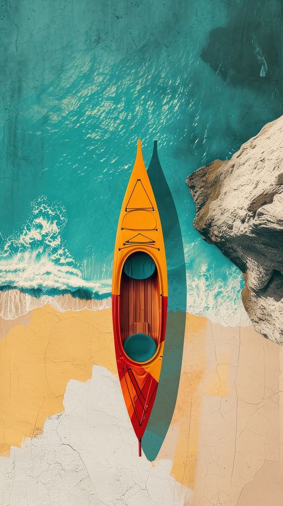 Collage Retro dreamy kayak outdoors | Premium Photo Illustration - rawpixel
