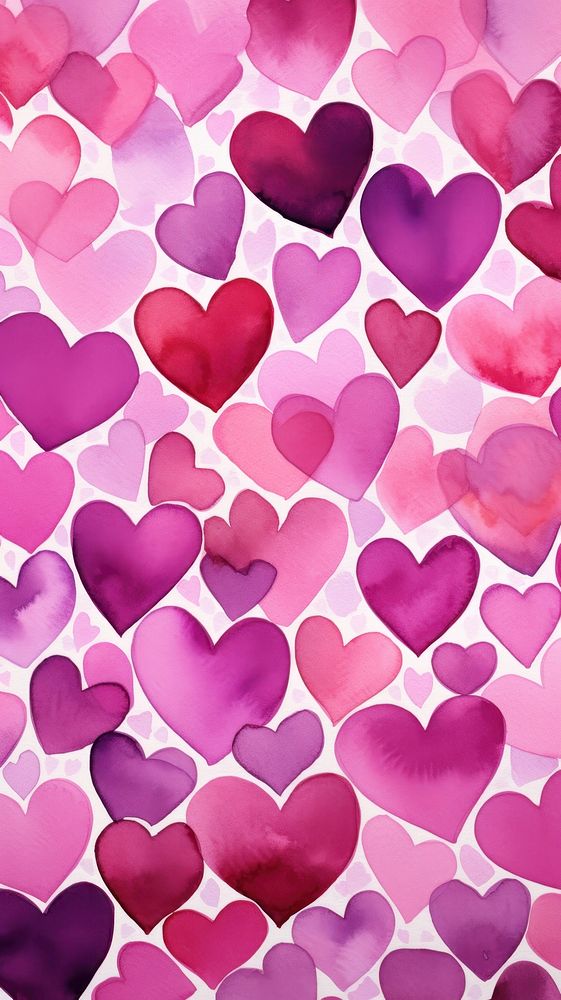 Watercolor magenta hearts pattern petal | Free Photo Illustration ...