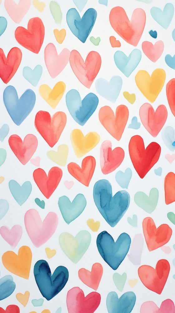 Watercolor hearts pattern backgrounds creativity. | Premium Photo ...