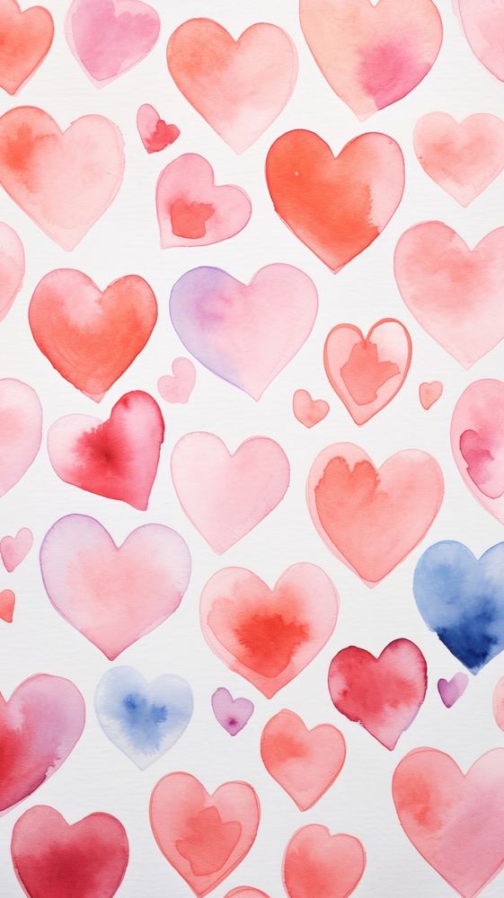 Watercolor hearts pattern backgrounds creativity. | Premium Photo ...