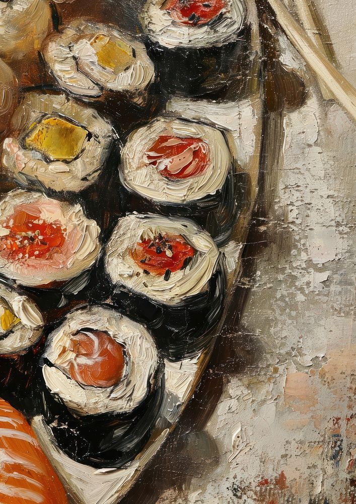 Sushi painting seafood rice. | Premium Photo Illustration - rawpixel