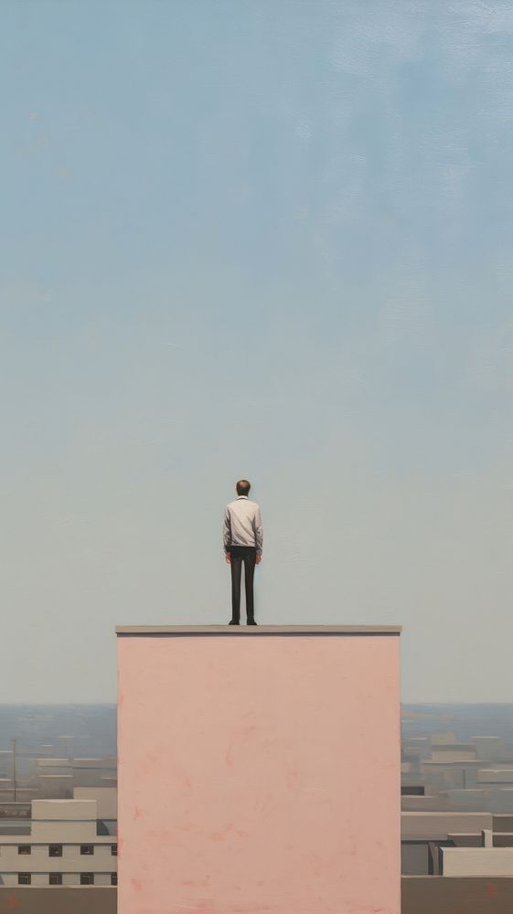 Man standing rooftop outdoors city | Free Photo Illustration - rawpixel