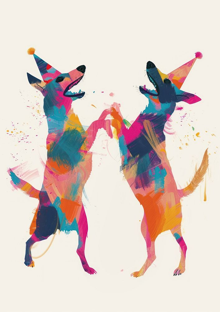 Two stray dogs art painting | Free Photo Illustration - rawpixel