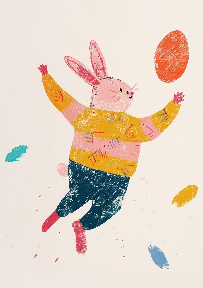 Happy rabbit celebrating art painting | Free Photo Illustration - rawpixel