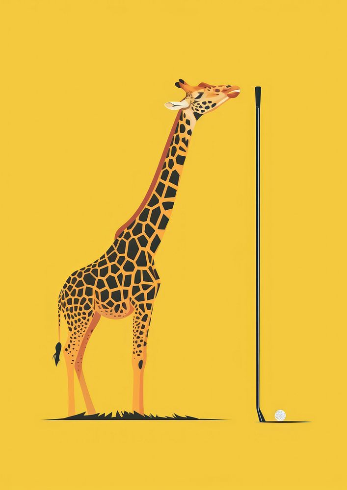 Giraffe playing golf wildlife animal | Free Photo Illustration - rawpixel