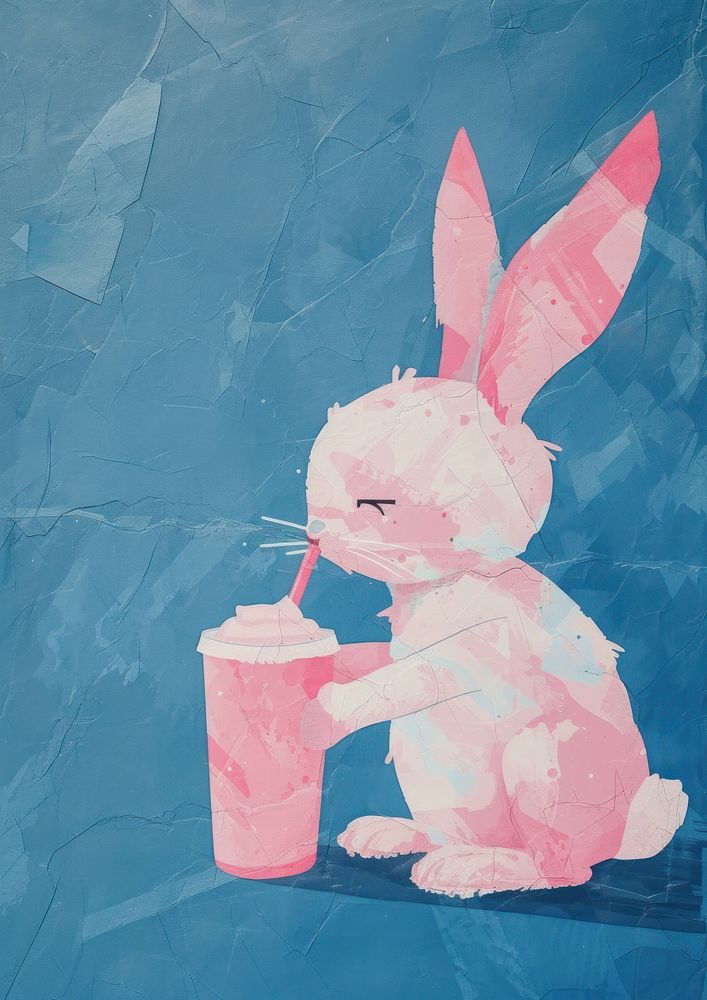 Little rabbit drinking milkshake art | Premium Photo Illustration ...