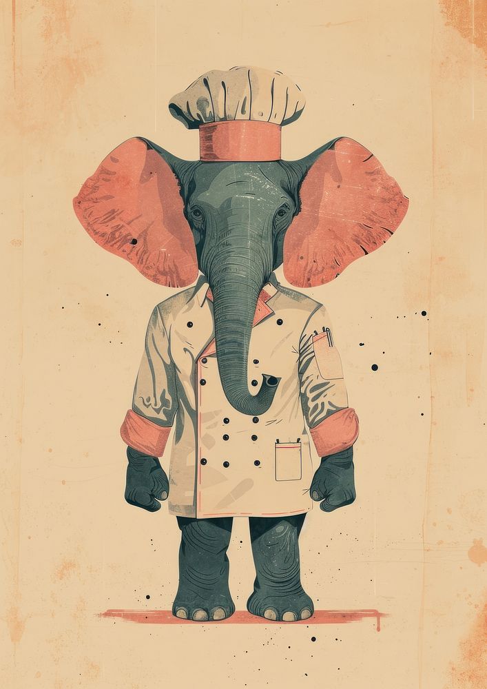Elephant wearing chef uniform art | Premium Photo Illustration - rawpixel