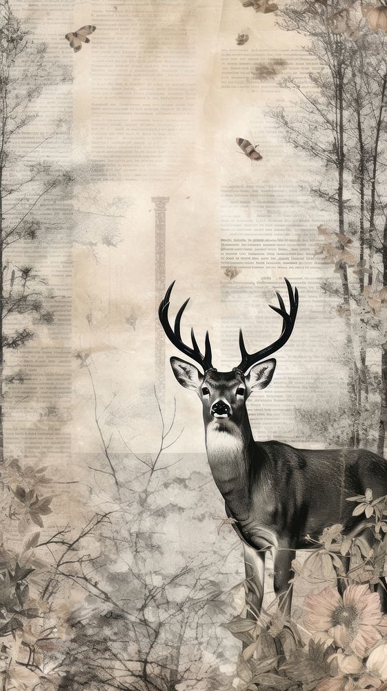 Wallpaper ephemera pale Deer wildlife | Premium Photo Illustration ...