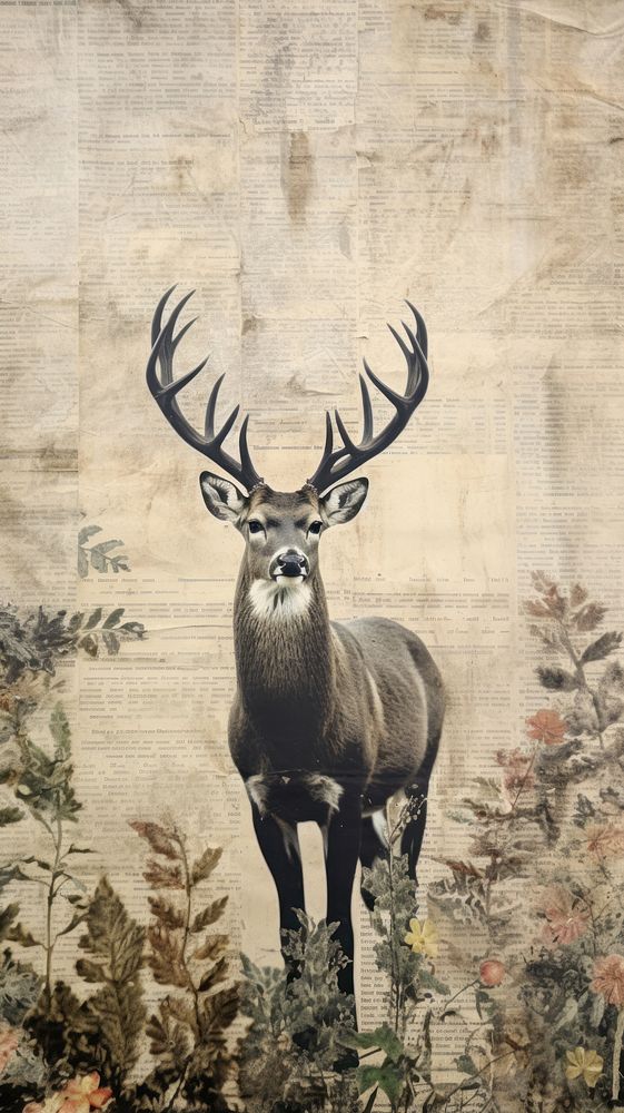 Wallpaper ephemera pale Deer wildlife | Premium Photo Illustration ...