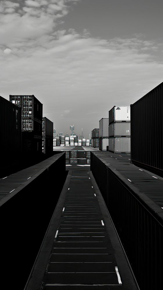 Photography container shipping black white | Free Photo - rawpixel
