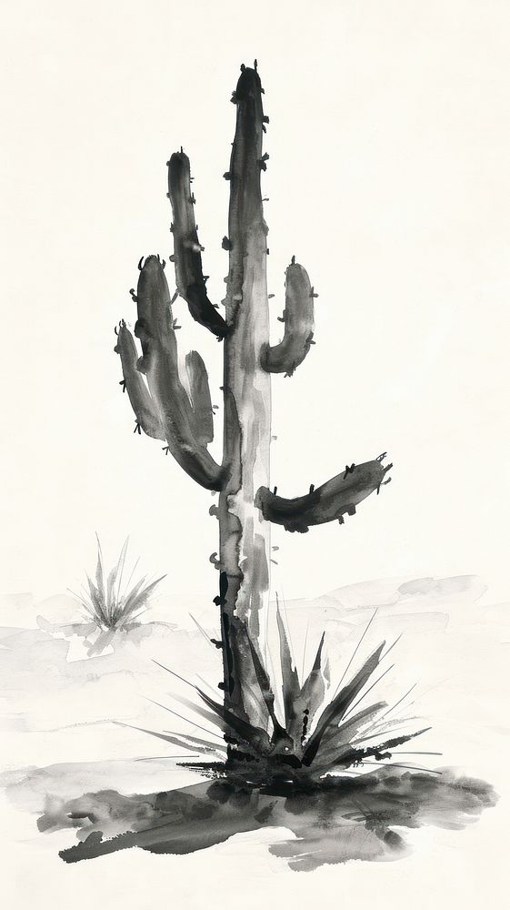 Cactus drawing sketch plant. | Free Photo Illustration - rawpixel