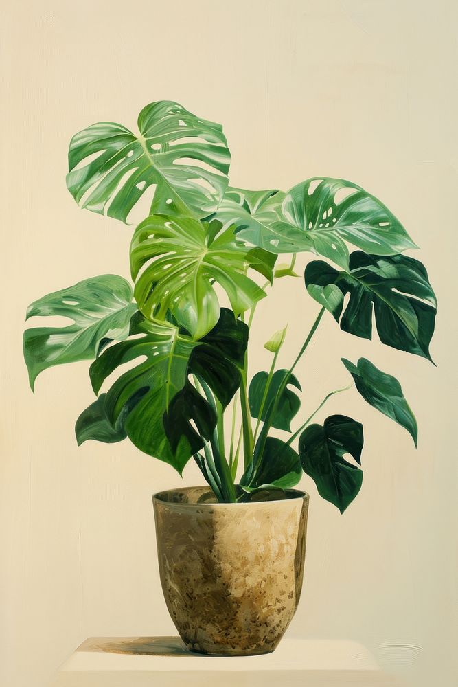 Monstera cute pot isolated clear | Free Photo Illustration - rawpixel