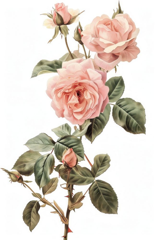 japanese roses art painting pattern. | Premium Photo Illustration ...