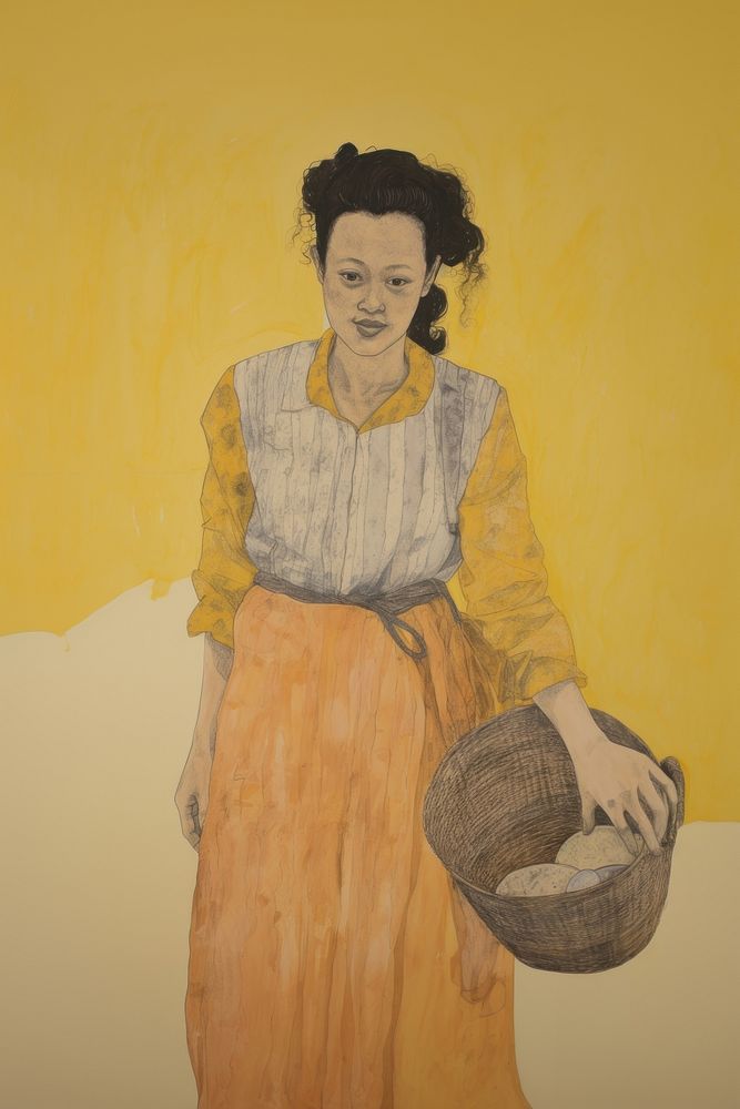 Homemaker portrait painting drawing | Free Photo Illustration - rawpixel