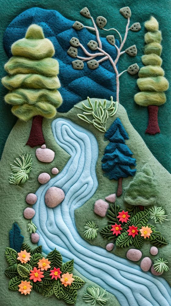 Wallpaper felt river embroidery pattern | Premium Photo - rawpixel