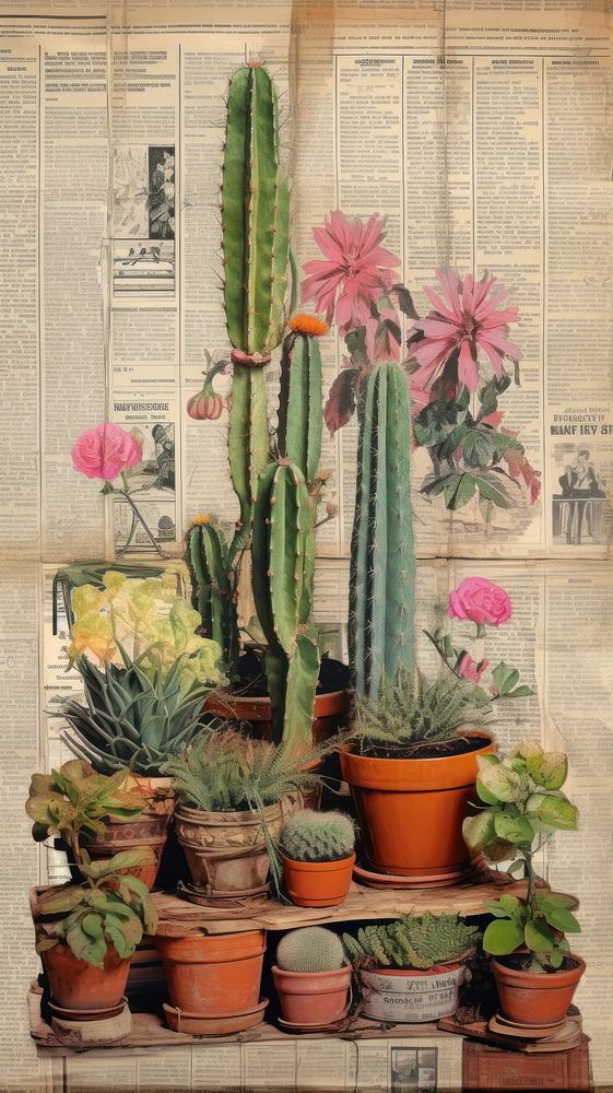 Wallpaper ephemera pale cactus plant | Premium Photo Illustration ...