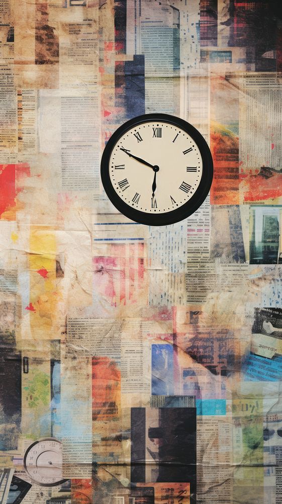 Wallpaper ephemera pale clock collage | Premium Photo Illustration ...