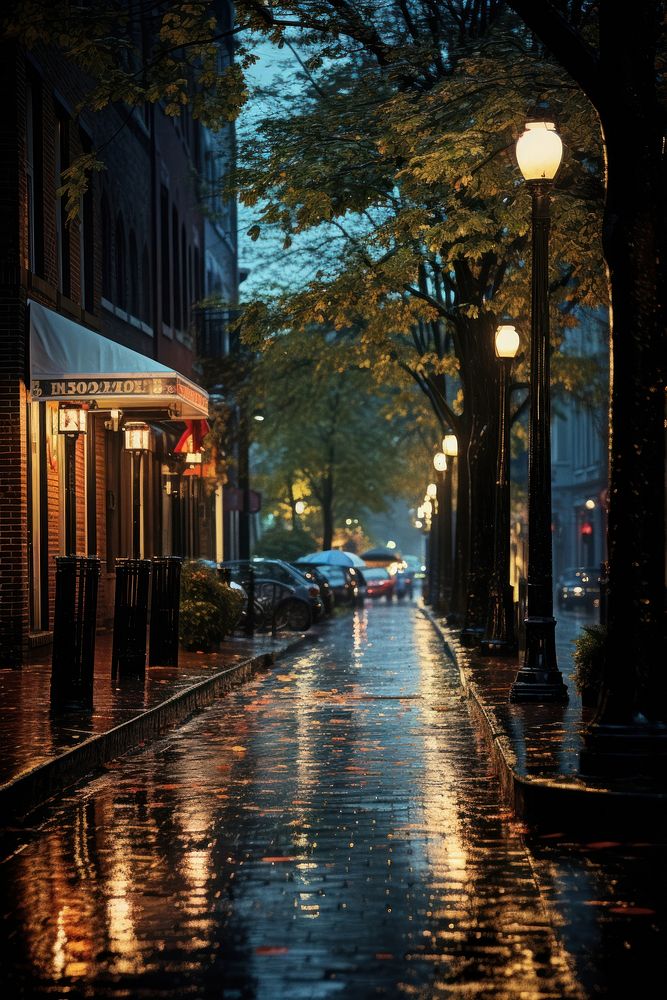 Rainy street sidewalk alley. | Premium Photo - rawpixel
