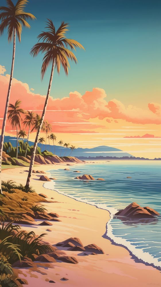 California beach wallpaper sky landscape | Premium Photo Illustration ...