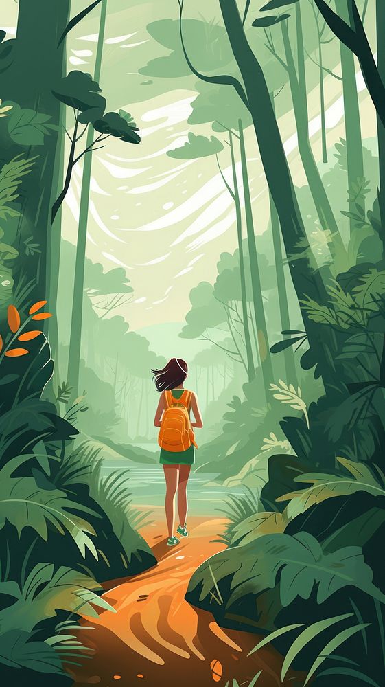 Woman hiking forest outdoors nature | Premium Photo Illustration - rawpixel