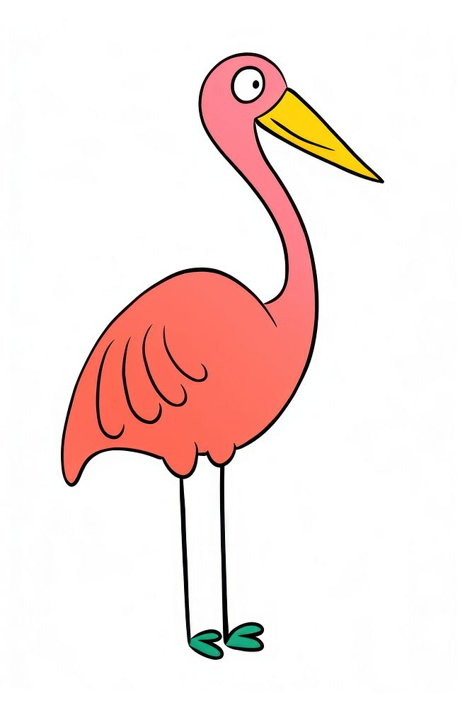 Flamingo cartoon drawing animal. | Free Photo Illustration - rawpixel