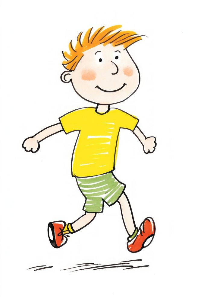 Running boy drawing cartoon sketch | Free Photo Illustration - rawpixel