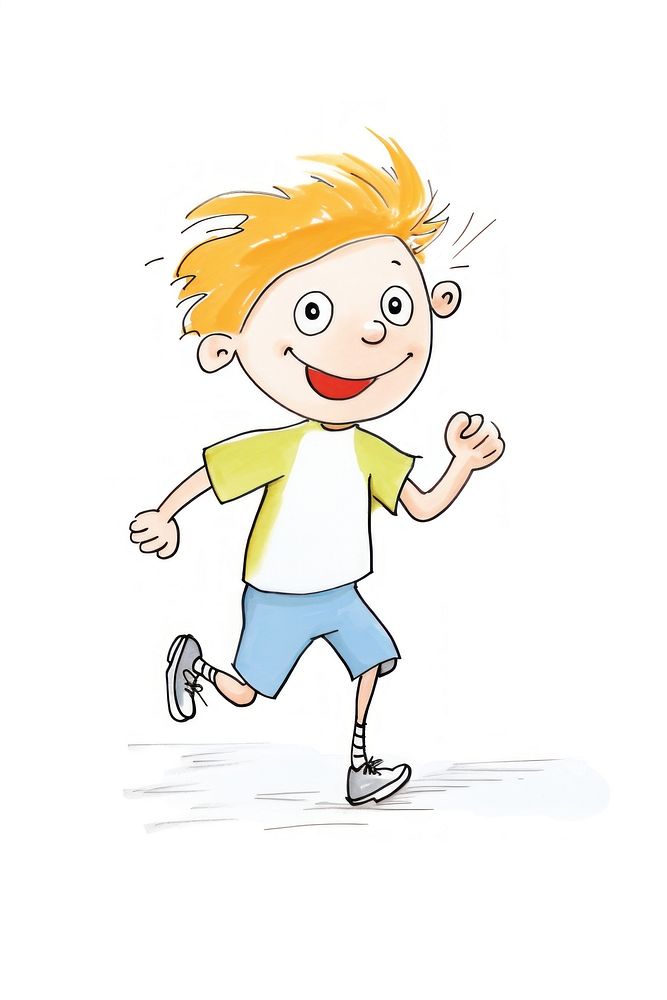 Running boy drawing cartoon sketch | Free Photo Illustration - rawpixel