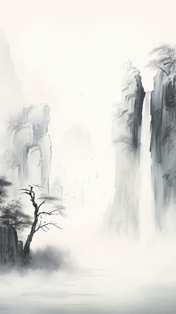 Backgrounds waterfall outdoors drawing. | Free Photo Illustration ...