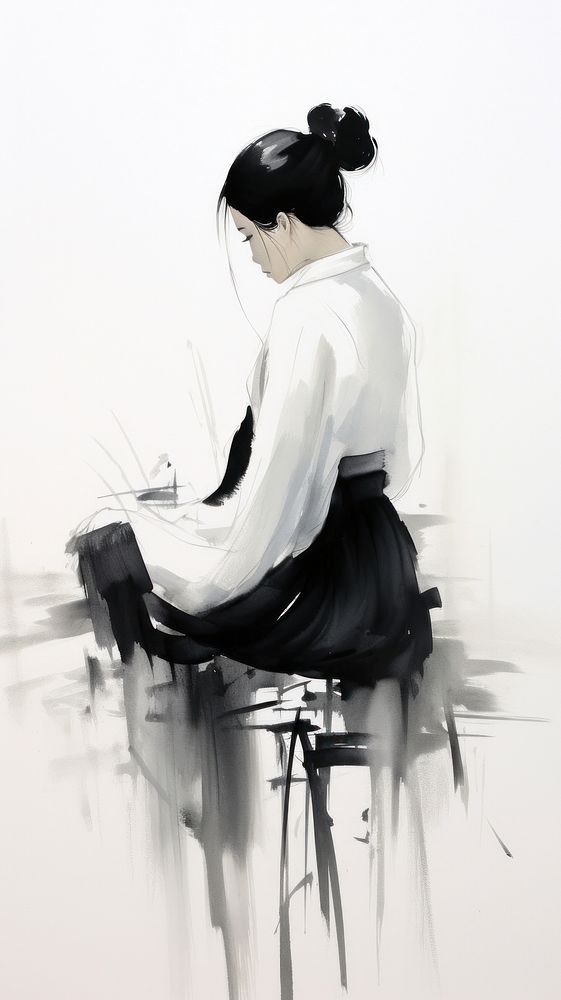 Painting sitting drawing sketch. | Premium Photo Illustration - rawpixel
