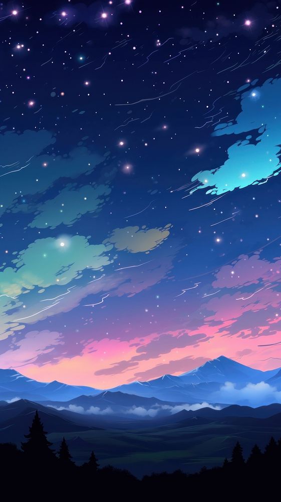 Midnight sky landscape astronomy outdoors. | Premium Photo Illustration ...