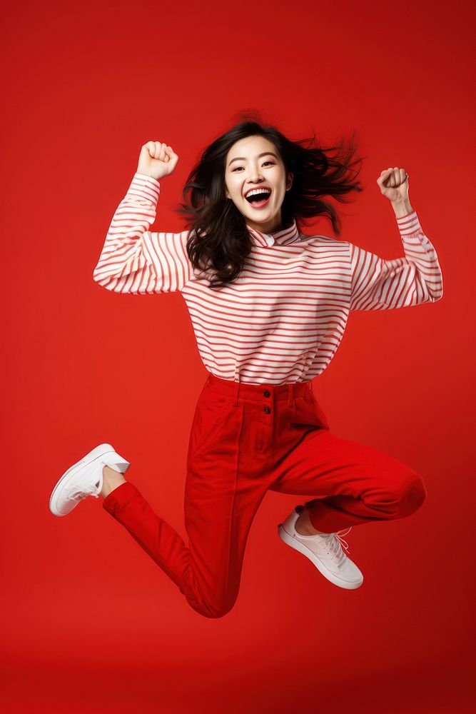 Young Chinese woman full-length jumping | Premium Photo - rawpixel