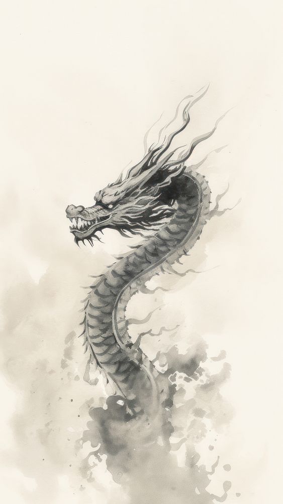 Dragon drawing sketch ink. | Free Photo Illustration - rawpixel