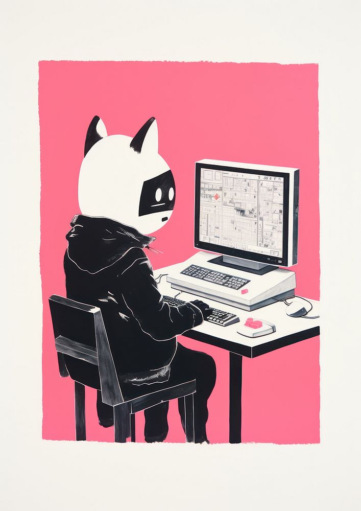 Cute cat using computer representation | Free Photo Illustration - rawpixel