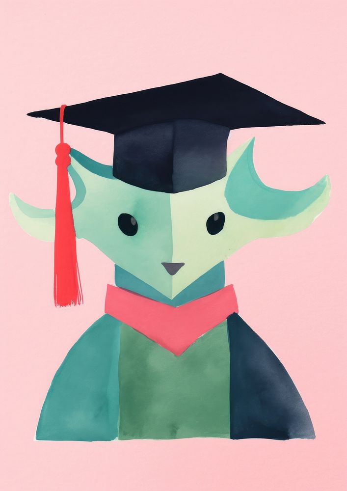Cute dragon wearing graduation hat | Free Photo Illustration - rawpixel
