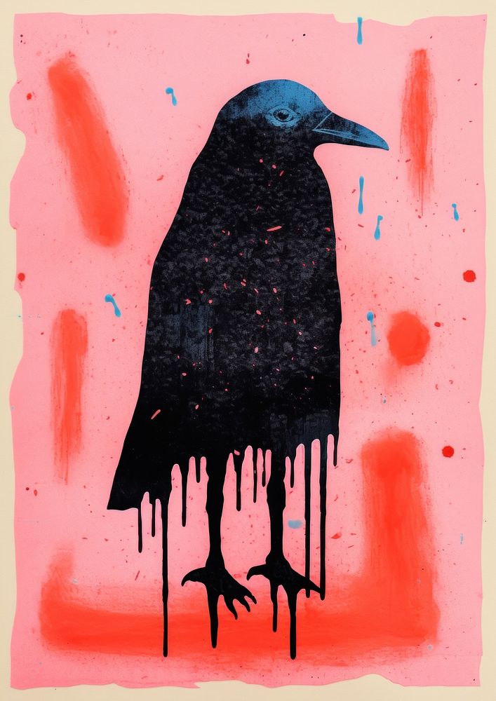 Witch bird Risograph art painting | Free Photo Illustration - rawpixel