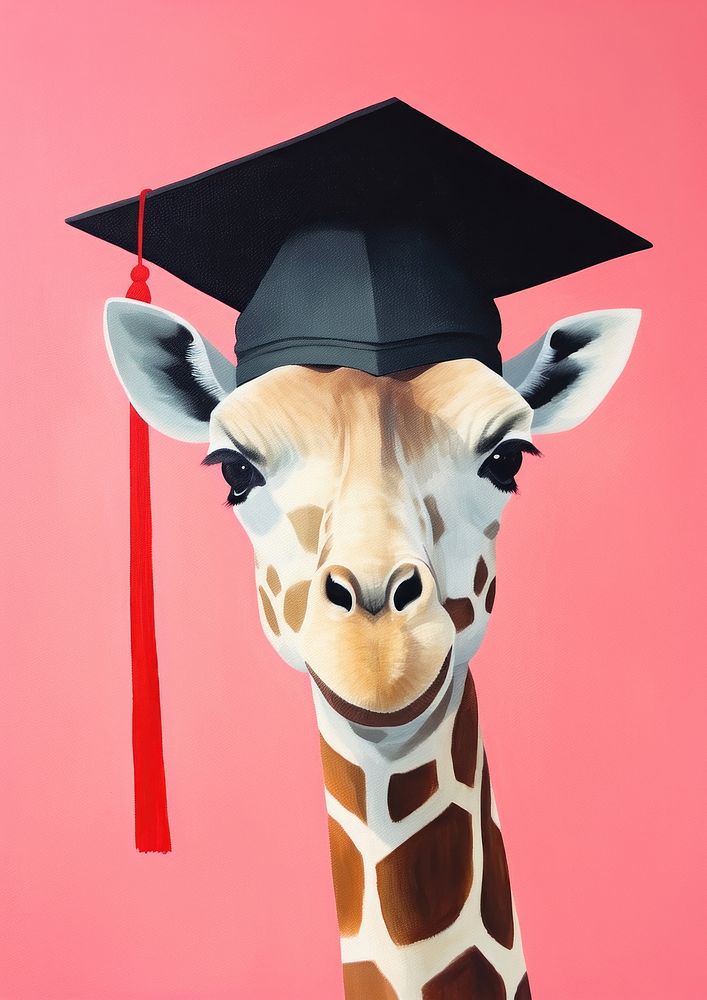 Cute giraffe wearing graduation hat | Free Photo Illustration - rawpixel